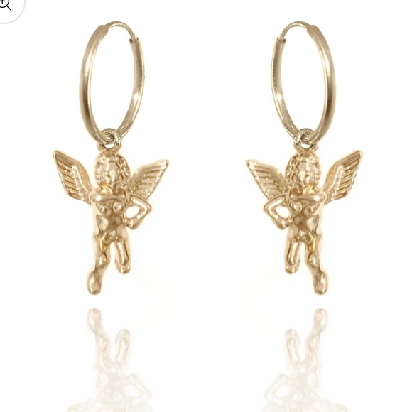 Mejuri | Jewelry | Fawnstar Cherub Angel Guardian Micro Hoop Gold Earrings | Poshmark